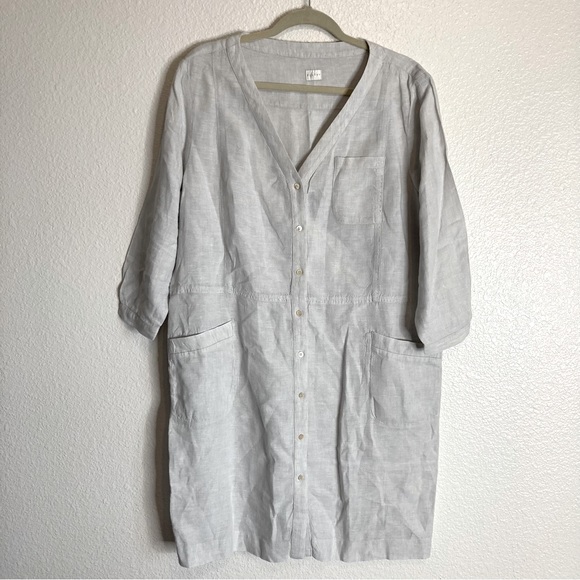 Poetry | Dresses | Poetry Linen Long Sleeves Button Down Dress ...